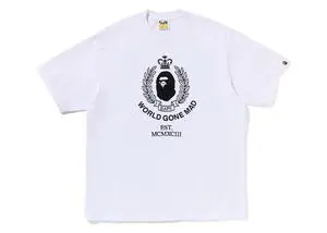 A BATHING APE Crest College Logo Relaxed Fit Tee Shirt - White