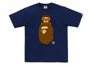 A BATHING APE Milo On Ape Head Tee Shirt - Navy Blue