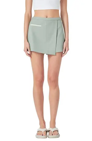 GREY LAB Asymmetric High-waist Skort - Sage