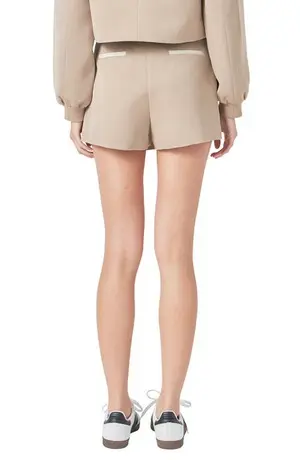 GREY LAB Asymmetric High-waist Skort - Taupe
