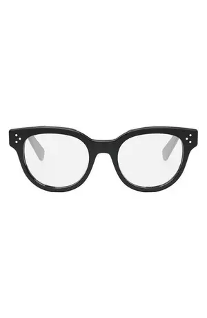 Celine Bold 53mm Round Eyeglasses - Shiny Black