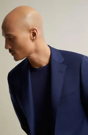 Samuelsohn Navy Double Twist 130s Wool Blazer