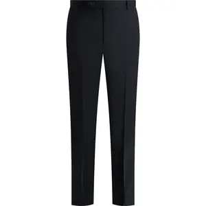 Samuelsohn Flat Front Straight Leg Wool Dress Pants - Navy
