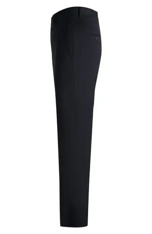 Samuelsohn Flat Front Straight Leg Wool Dress Pants - Navy