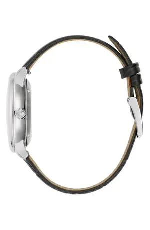 Bulova Hudson Leather Strap Watch - Silverone