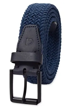 Cole Haan Tubular Stretch Woven Belt - Navy