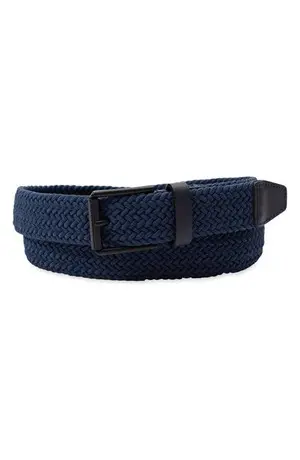 Cole Haan Tubular Stretch Woven Belt - Navy