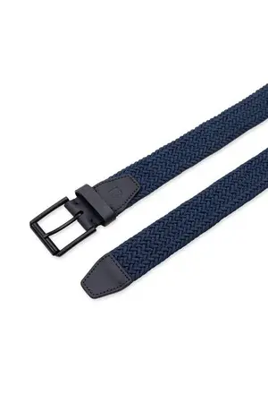 Cole Haan Tubular Stretch Woven Belt - Navy