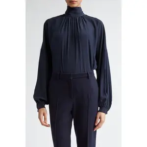 Akris Mock Neck Silk Crêpe De Chine Shirt