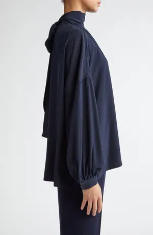 Akris Mock Neck Silk Crêpe De Chine Shirt