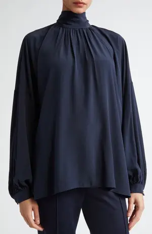 Akris Mock Neck Silk Crêpe De Chine Shirt