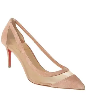 CHRISTIAN LOUBOUTIN Galativi 70 Suede & Mesh Pump - Beige