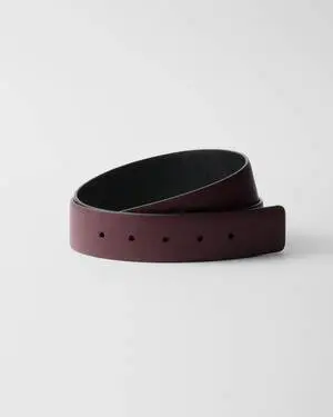 Prada Reversible Saffiano Leather Belt Strap - Garnet Red/black