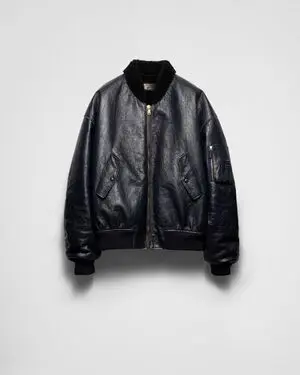 Prada Nappa Leather And Shearling Oversized Bomber Jacket