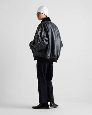 Prada Nappa Leather And Shearling Oversized Bomber Jacket