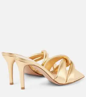 GIANVITO ROSSI Amour 85 Metallic Leather Mules - Gold