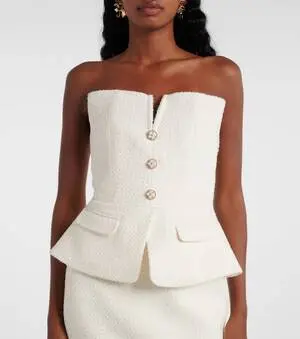 SELF-PORTRAIT Bridal Sequinned Bouclé Midi Dress