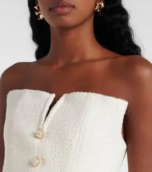 SELF-PORTRAIT Bridal Sequinned Bouclé Midi Dress