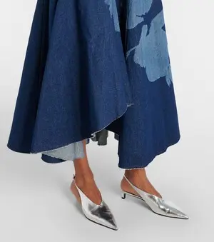 Erdem Printed Floral Denim Midi Dress