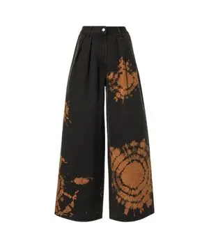 Alanui Printed Cotton Wide-leg Pants - Black
