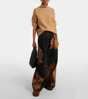 Alanui Printed Cotton Wide-leg Pants