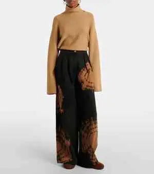 Alanui Printed Cotton Wide-leg Pants