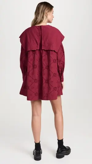 clementine embroidered collared mini dress Damson Madder Clementine Collared Mini Dress