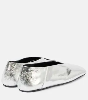 JIL SANDER Metallic Leather Ballerina Flats