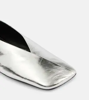 JIL SANDER Metallic Leather Ballerina Flats