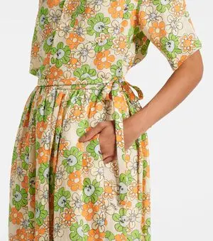 Marni Floral Printed Linen Midi Skirt