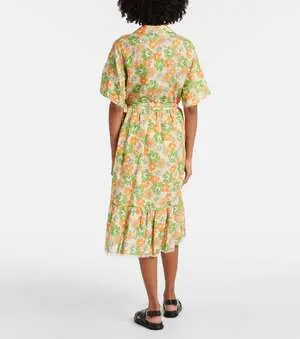 Marni Floral Printed Linen Midi Skirt