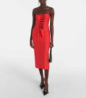 Coperni Gala Tie-front Jersey Midi Dress - Red