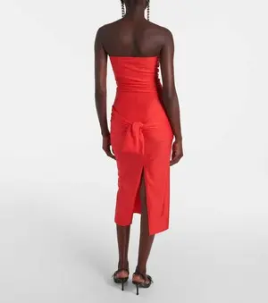 Coperni Gala Tie-front Jersey Midi Dress - Red