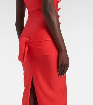 Coperni Gala Tie-front Jersey Midi Dress - Red