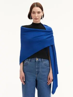 Oscar De La Renta Wool-blend Shawl Cobalt