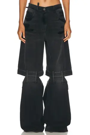 Attico Long Cut-out Wide Leg Jeans