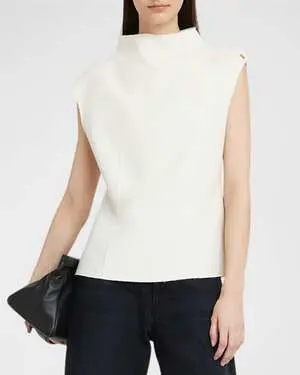 ARMARIUM Era Mock-neck Cap-sleeve Top - Off-white