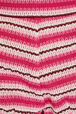 PatBO Ruffled Striped Crocheted Shorts