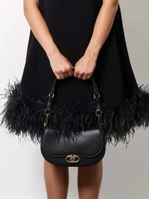 Valentino Garavani Leather Shoulder Bag With Vlogo Signature Detail - Black
