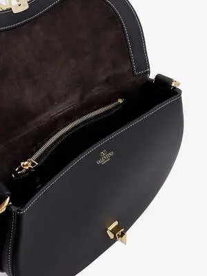 Valentino Garavani Leather Shoulder Bag With Vlogo Signature Detail - Black