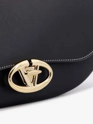 Valentino Garavani Leather Shoulder Bag With Vlogo Signature Detail - Black