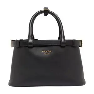 Prada Prada Small Leather Handbag With Buckle - Black