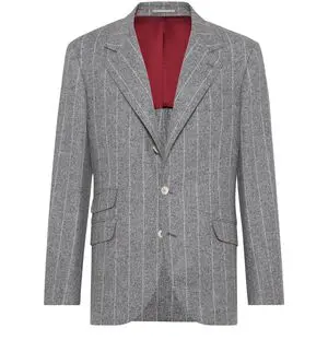 Brunello Cucinelli Brunello Cucinelli Chalk Stripe Cavallo Blazer - Grey
