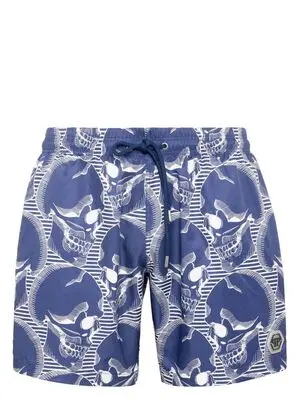 Philipp Plein Skull-print Swim Shorts Blue