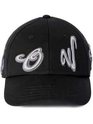 Off-White Embroidered Cotton Cap - Black