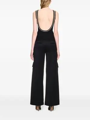 Off-White Pearl-embellished Ribbed Tank Top - Black