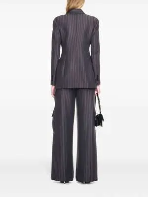 Off-White Pinstriped Wide Leg Cargo Pants - Grey