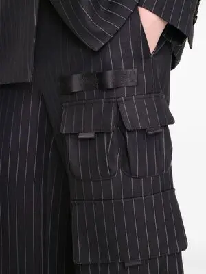 Off-White Pinstriped Wide Leg Cargo Pants - Grey