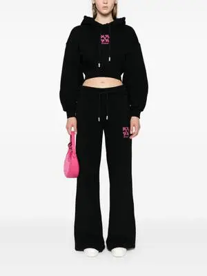 Off-White Arrows-embroidered Cropped Hoodie - Black
