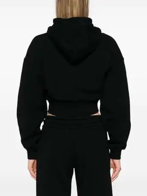 Off-White Arrows-embroidered Cropped Hoodie - Black